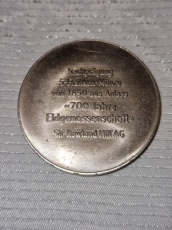 Medaille 700 Jahre Eidgenossenschaft 1991 (Gebraucht) in Biel/Bienne für CHF 6 – mit Lieferung ...