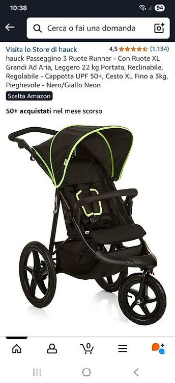 COME NUOVO!! Passeggino Hauck Runner black/neon (Usato) a Maroggia per ...