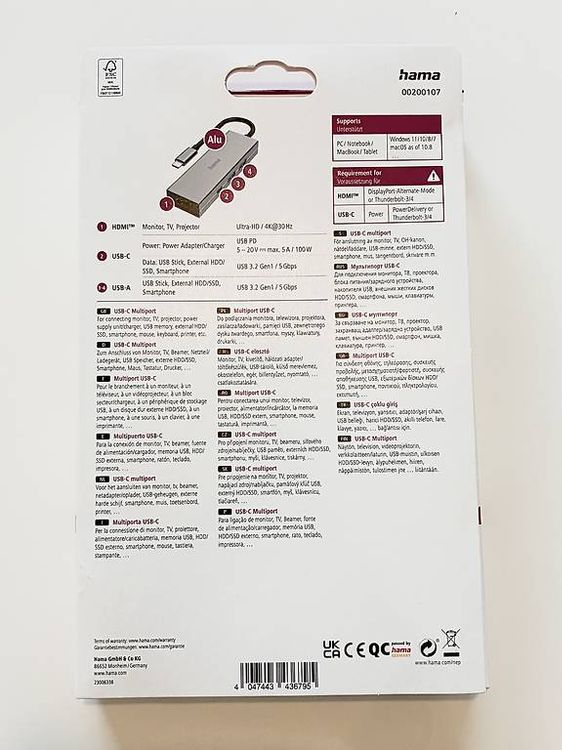 Adaptateur USB-C multiport Hama 4 ports avec HDMI (D'occasion) à ...