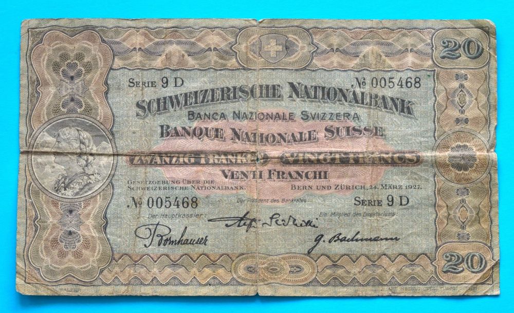 Banknote 20 Fr. 1927 | Kaufen auf Ricardo