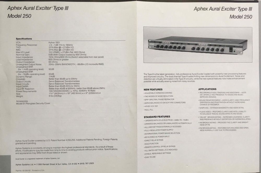 Aphex Model 250 Aural Exciter Type III (Gebraucht) in Grafenried für ...