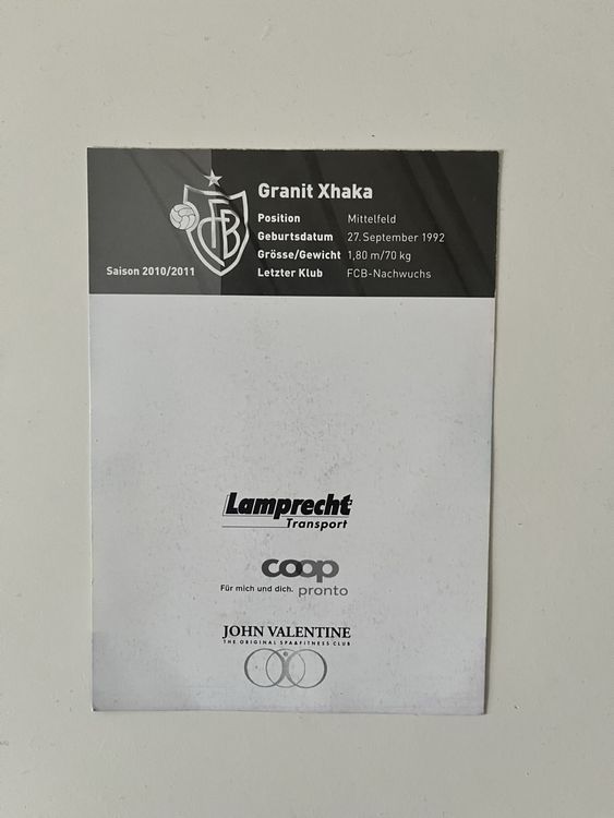 Granit Xhaka Fc Basel Autogramm Karte Unterschrift Ab 1.- (Gebraucht ...