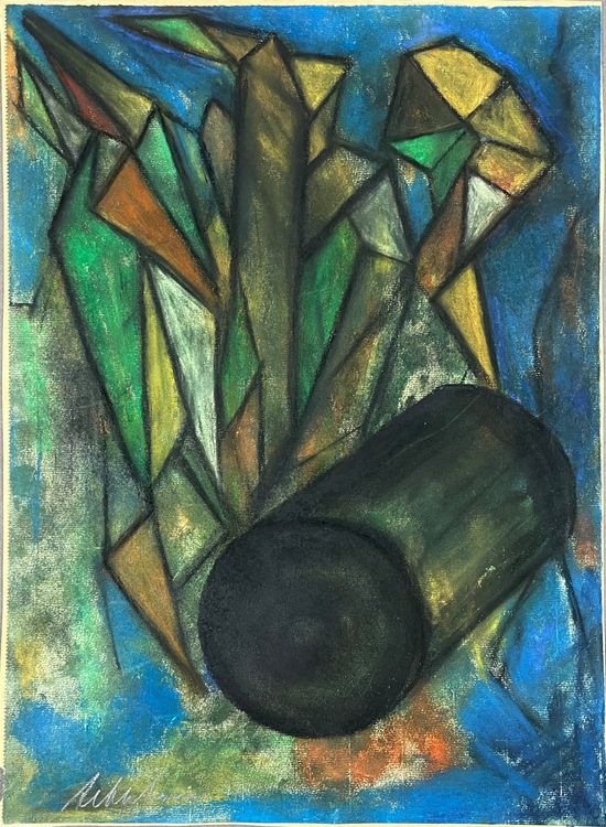 30er Jahre Kubistische Kreide Zeichnung unleserlich Signiert | Kaufen auf Ricardo