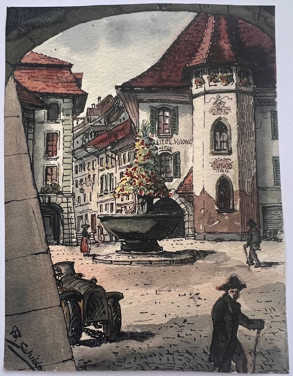 Alte Landschaft Aquarell Unleserlich Signiert | Kaufen auf Ricardo