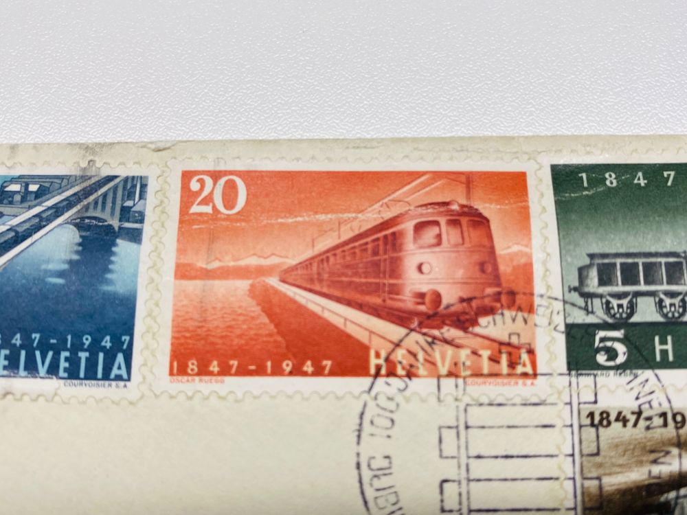 1947 FDC Eisenbahn Satz 100 Jahre Schweizer Eisenbahnen (Gebraucht) in Müswangen für CHF 4 – mit ...