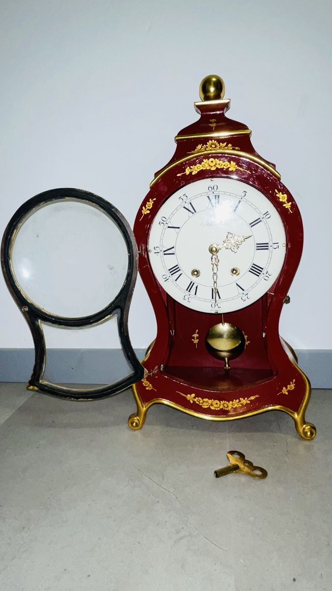 Antike Cheminée Uhr, La Châtelaine, Weinrot/Gold, Top! (Gebraucht) in ...