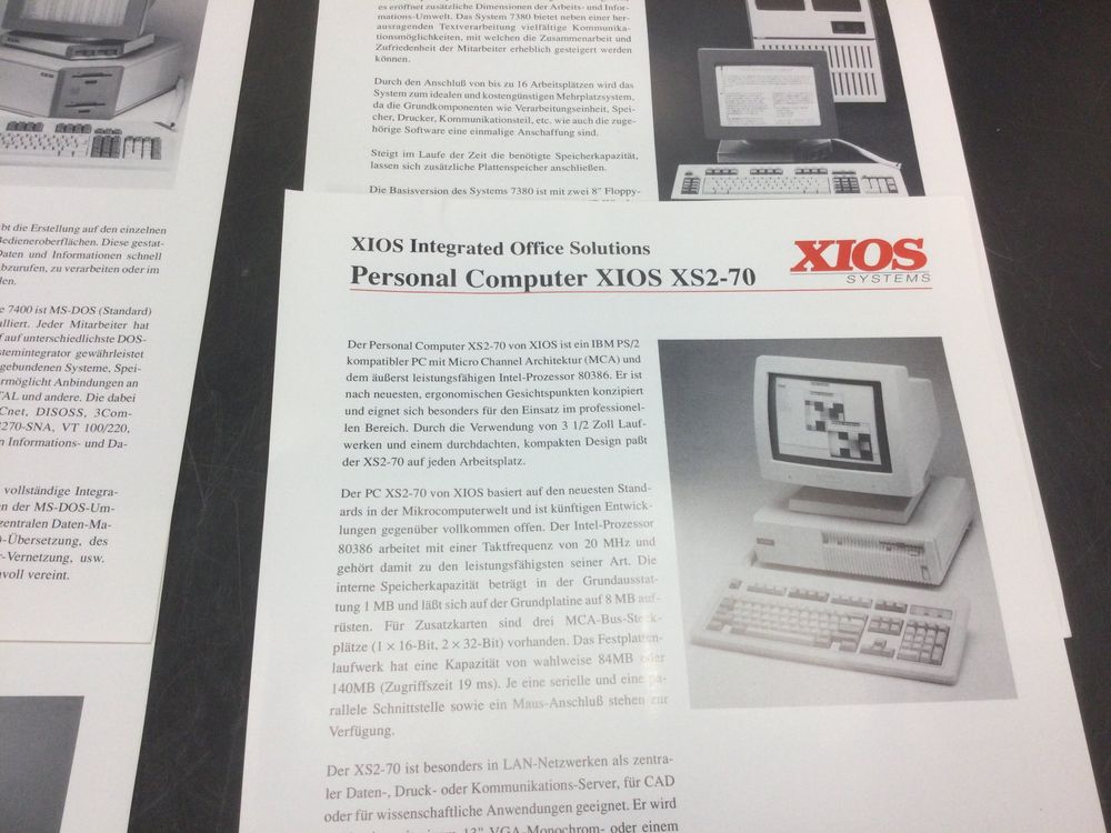 Produktbroschüre für den Computer XIOS Seltene Dokumentation (Gebraucht) in Wangen SZ für CHF 29 ...