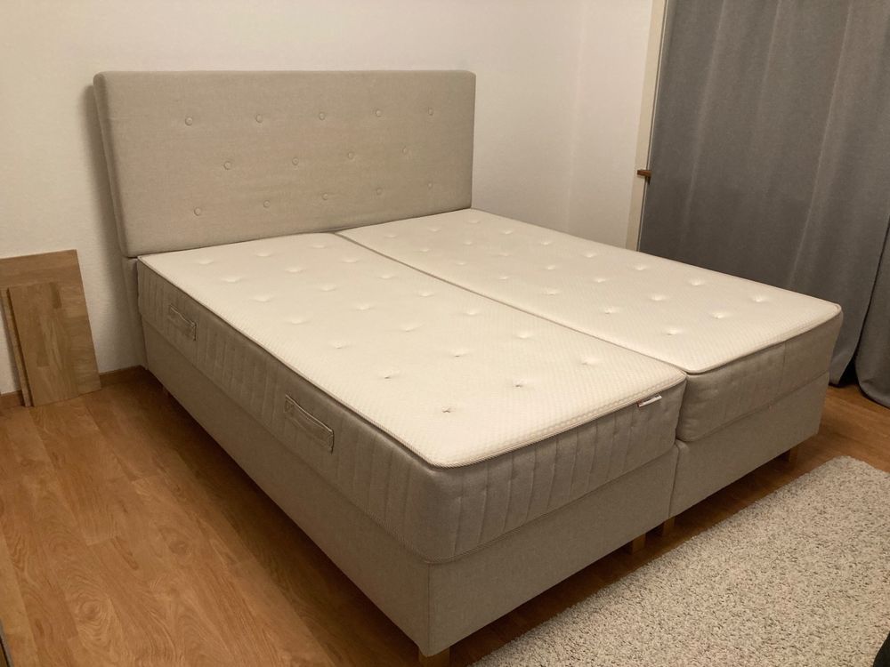 Boxspring Bett Queensize 180x200cm - Grau | Kaufen auf Ricardo