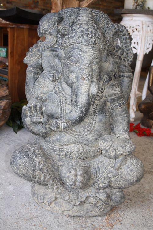 Skulptur Ganesha Elefantengott Stein Garten Statue Feng Shui (Neu und originalverpackt) in ...