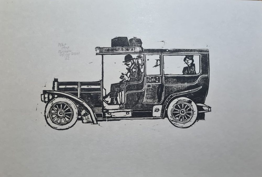Holzschnitt Fiat 1908 von Werner Hofmann, Luzern (Neu (gemäss ...