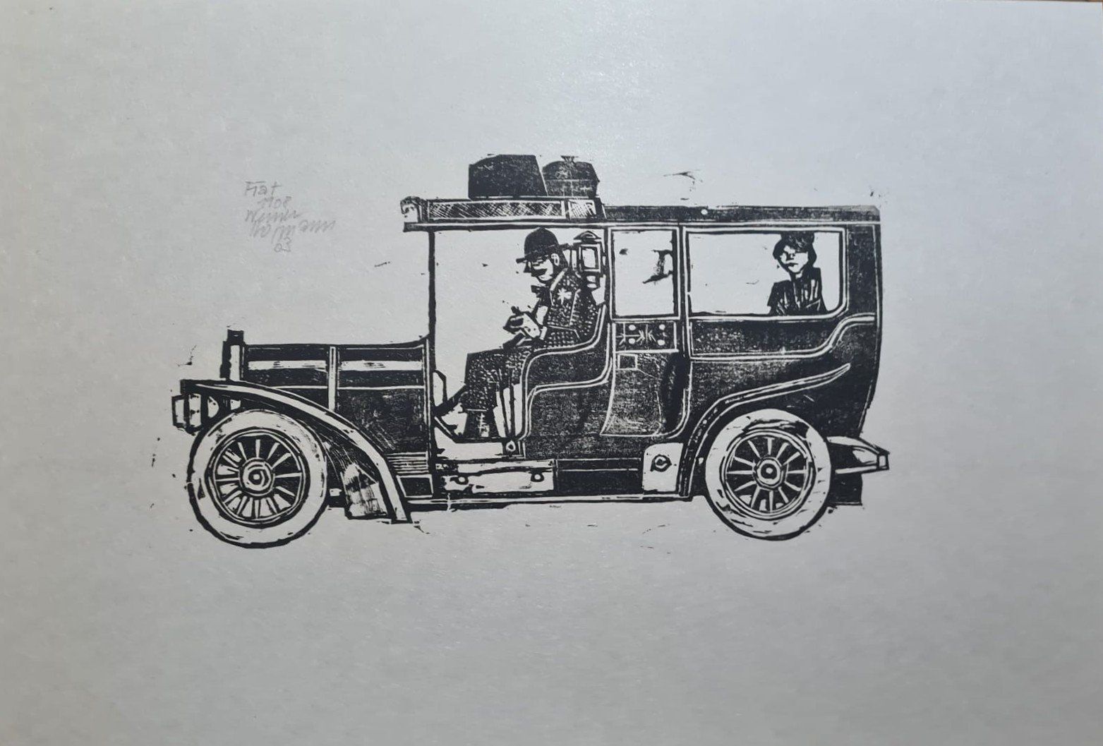 Holzschnitt Fiat 1908 von Werner Hofmann, Luzern (Neu (gemäss ...