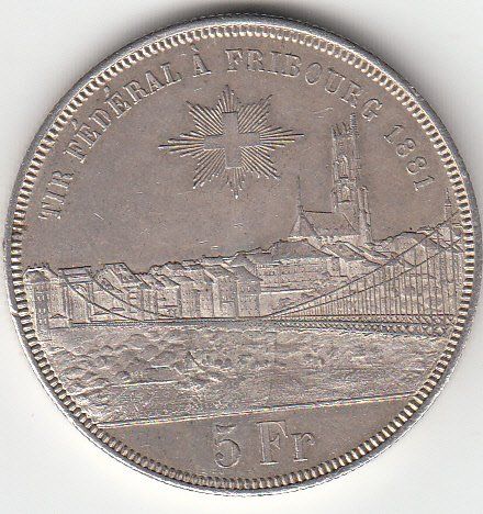 5 Franken Schützentaler Fribourg 1881 vz | Kaufen auf Ricardo