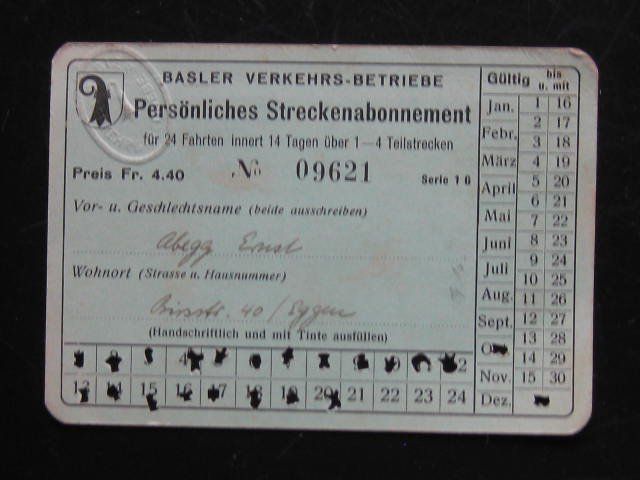 Abonnement de parcours BASLER VERKERS-BETRIEBE (BVB) (Gebraucht) in ...