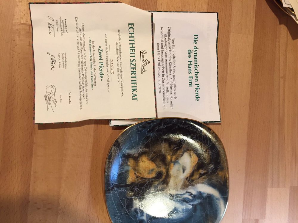 Rosenthal „Zwei Pferde“ Hans Erni Teller (Neu und originalverpackt) in Alpnachstad für CHF 34 ...
