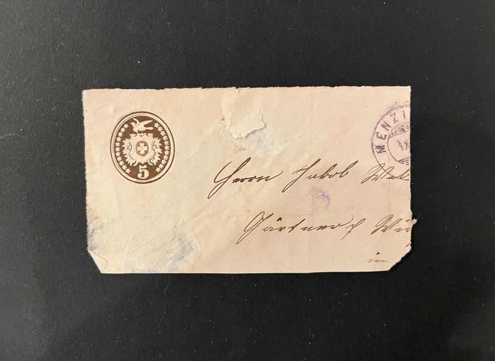 Ausschnitt aus Couvert mit hist. Briefmarke 5 C. | Kaufen auf Ricardo