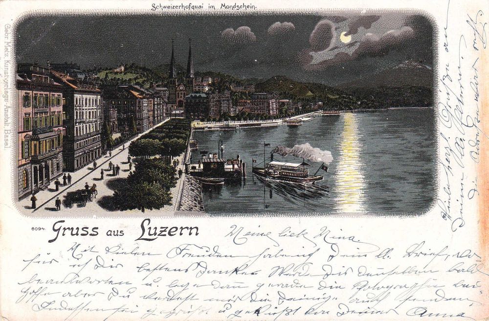 1899/1901, "Gruss aus Luzern", zwei farbige Lithokarten (Gebraucht) in Wenslingen für CHF 5.6 ...