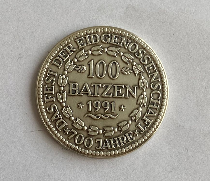 100 Batzen 1991 Schwyz - Silbermedaille - Schweiz (Gebraucht) in ...