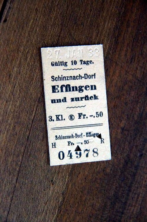 3.Kl. Billet Schinznach-Dorf - Effingen - 1933 (Gebraucht) in Schönenwerd für CHF 20 – mit ...