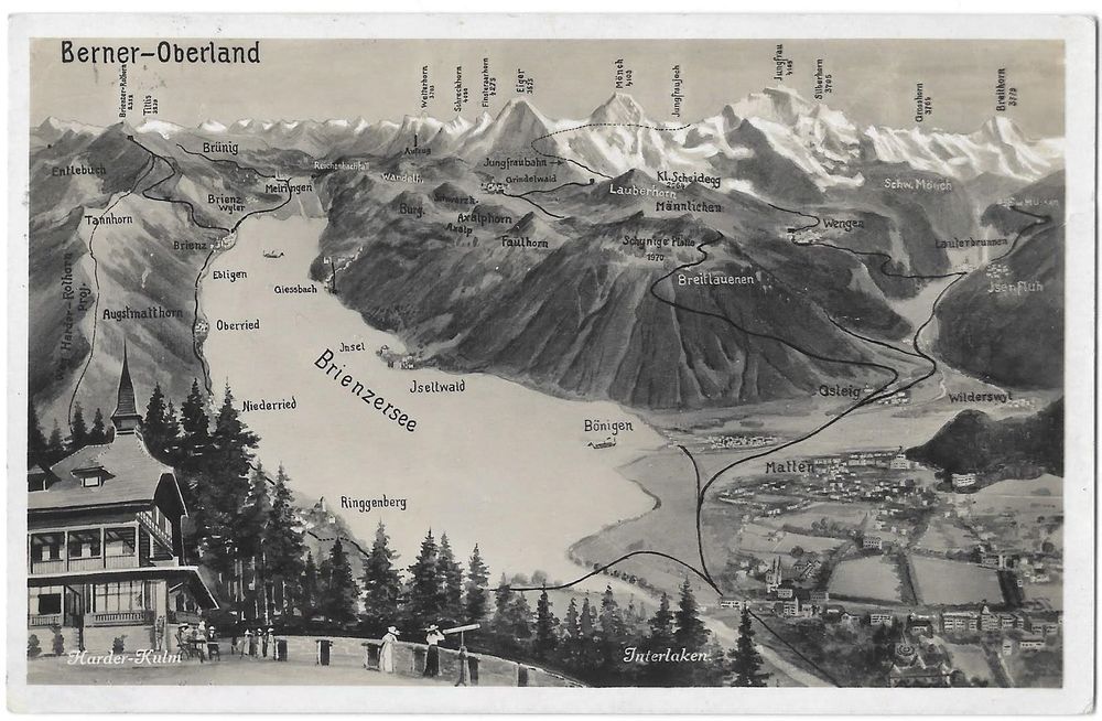 Interlaken Panoramakarte Brienzersee ab Harder Kulm (Gebraucht) in Olten für CHF 1 – mit ...