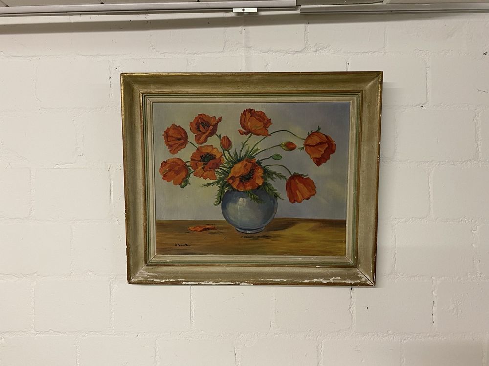 Schönes Ölgemälde Mohnblumen, gerahmt, signiert E. Frank (Gebraucht) in sursee für CHF 10 – mit ...