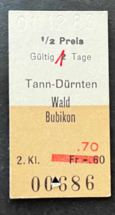 Tann-Dürnten Wald Bubikon/ Billett | Kaufen auf Ricardo