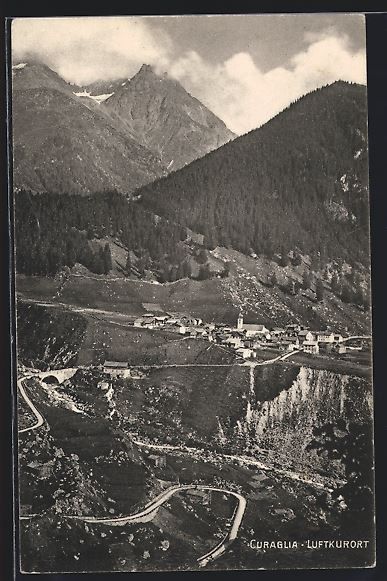 Curaglia, Blick auf den Ort mit Bergpano | Kaufen auf Ricardo