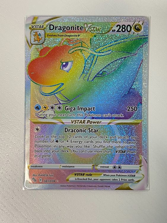 Dragonite VStar Pokémon Go 81/78 Full Art Rainbow Rare (Neu (gemäss ...