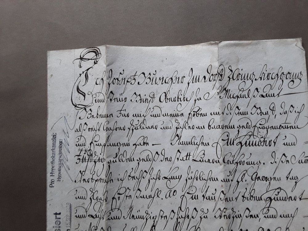 SURSEE -OBERKIRCH, 1797. ALTER VERTRAG (Gebraucht) in Hergiswil NW für ...