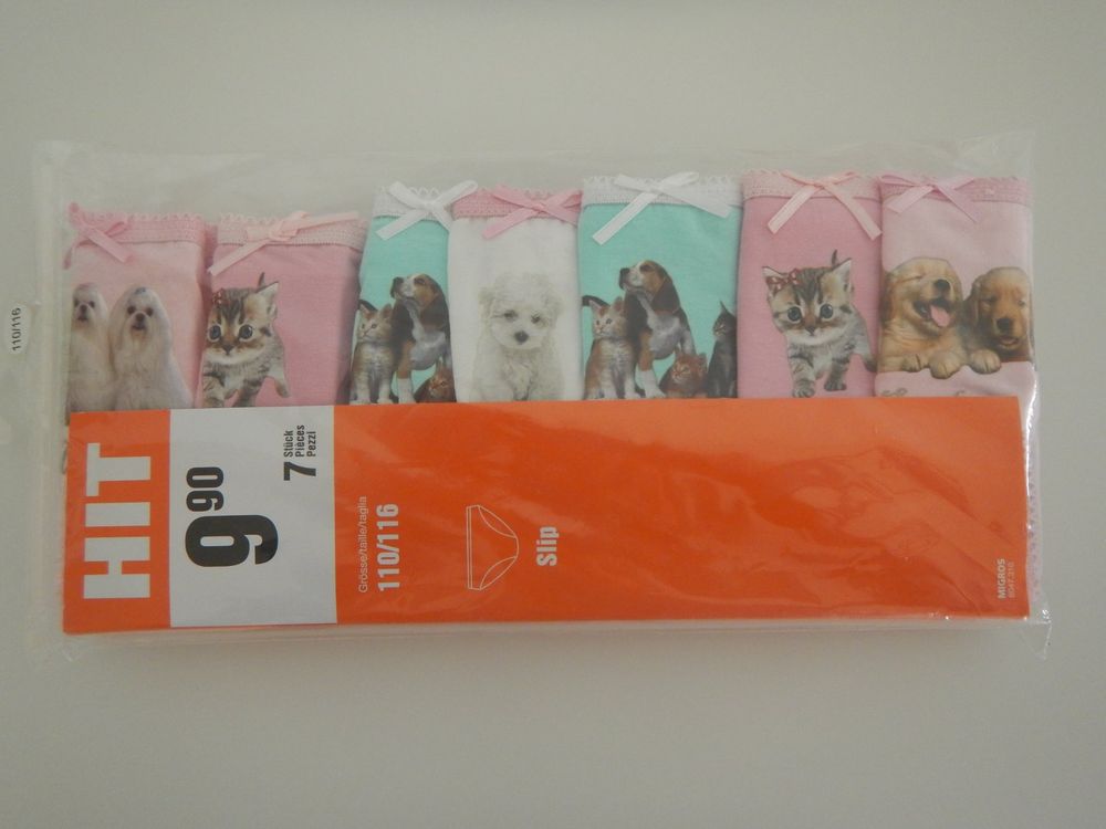 Mädchen Slip's mit Katzen und Hunden Gr. 110/116 Neu (Neu und ...