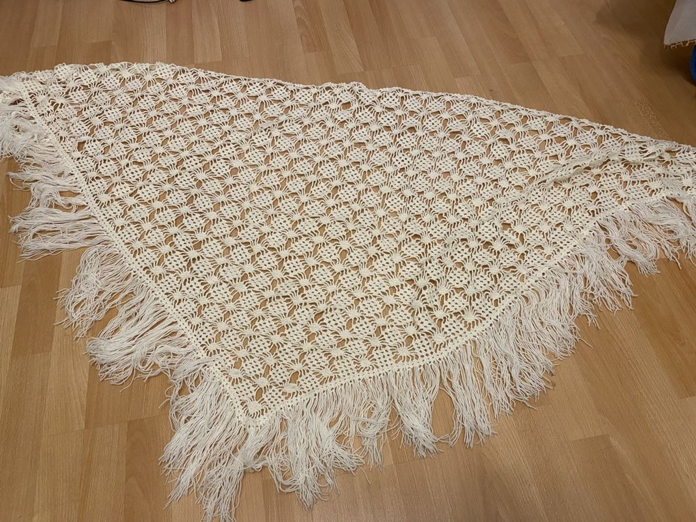 Handgemachtes Stolla weiss, Vintage, Boho Style (Neu (gemäss ...