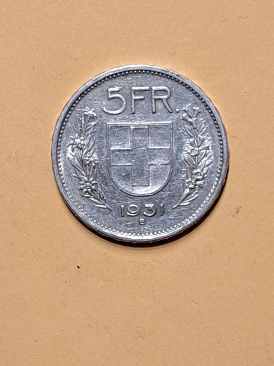 Silbermünze 5 Franken 1931 B Helvetia Schweiz 13sterne (Neu (gemäss Beschreibung)) in Greifensee ...