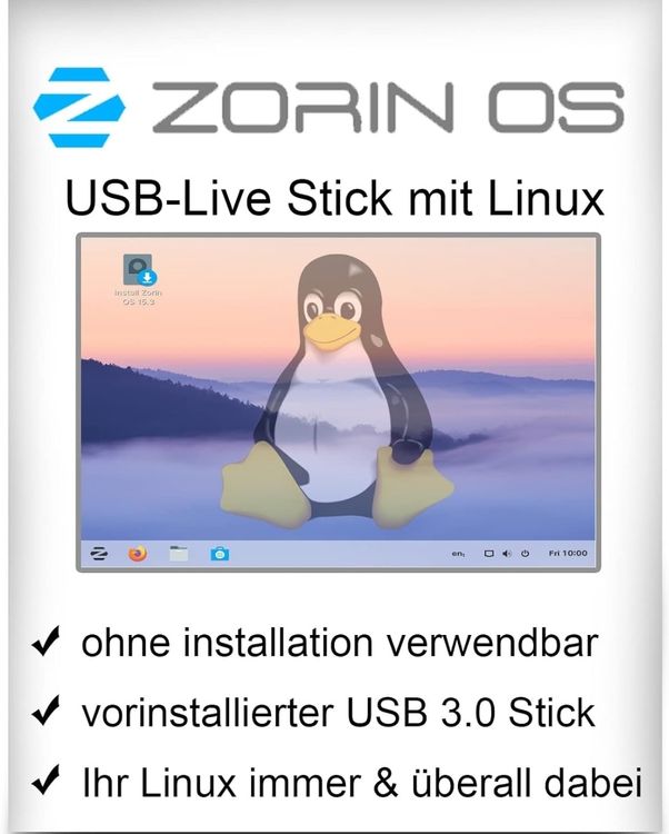 Linux Zorin OS mit 64 Bit auf USB 3.0 Stick - USB Live Stic | Kaufen ...
