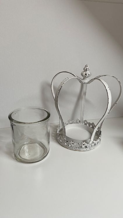 weisse Krone für Kerze Windlicht Gartendeko Königin (Gebraucht) in ...