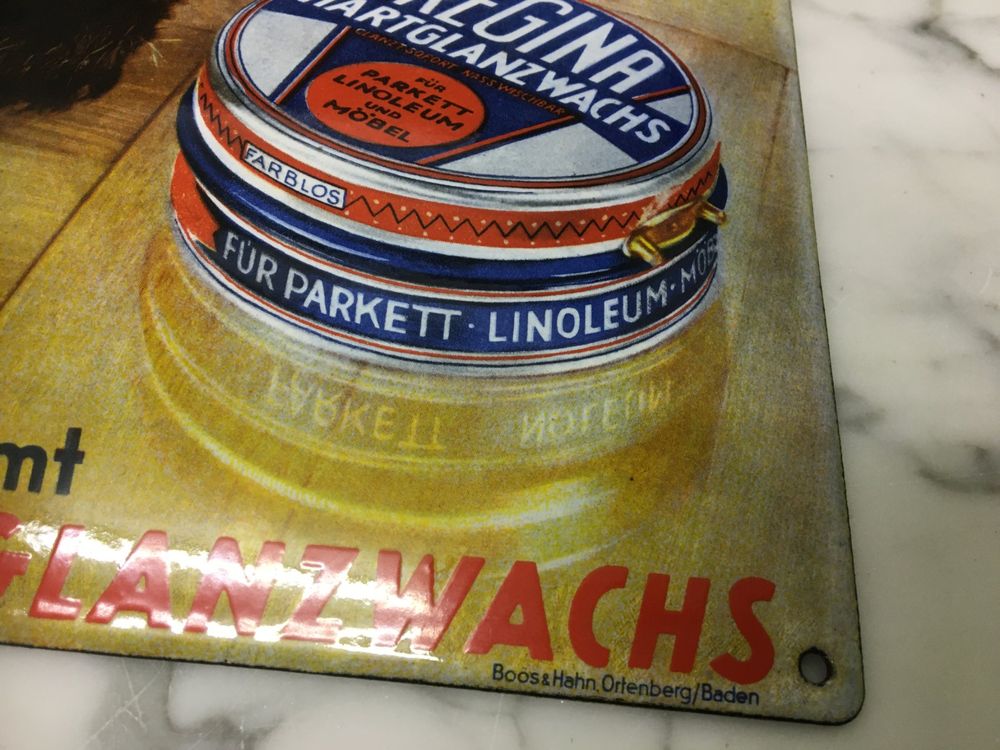 originales Emailschild, Regina-Hartglanzwachs / 50iger Jahre (Gebraucht ...