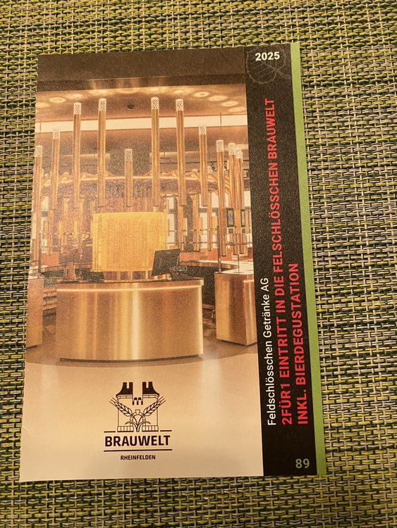 2:1 Gutschein Eintritt Feldschlösschen Brauwelt inkl. Degus. (Neu (gemäss Beschreibung)) in ...