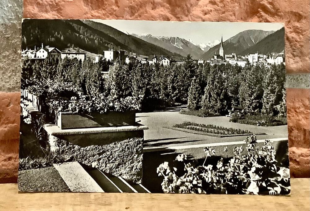 1958 - Alte Foto AK Davos - Kurpark Blick gegen Tinzenhorn (Gebraucht) in Root für CHF 1 – mit ...