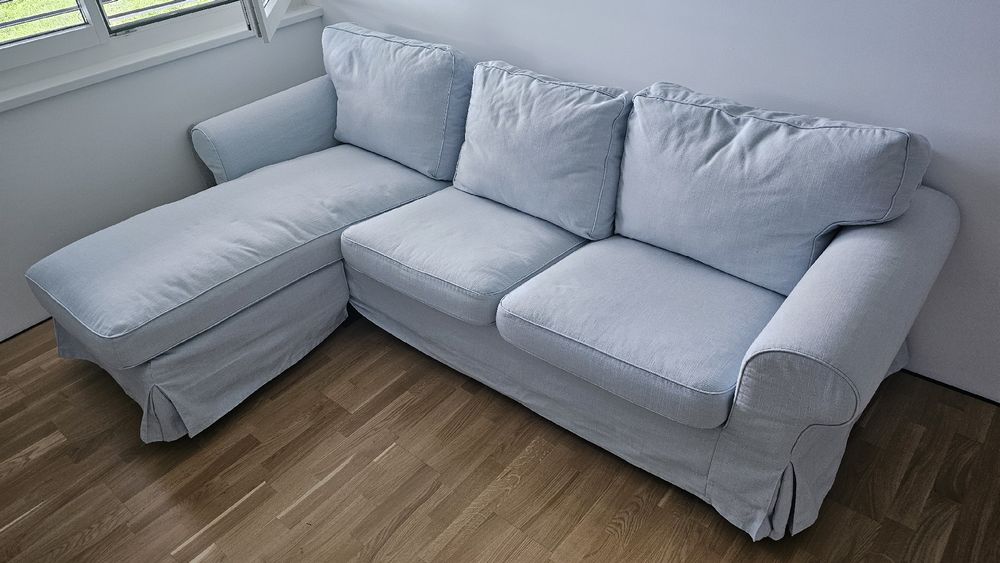Ektorp IKEA 3er-Sofa mit Récamiere, Hellblau (Gebraucht) in Adligenswil für CHF 49 – nur ...