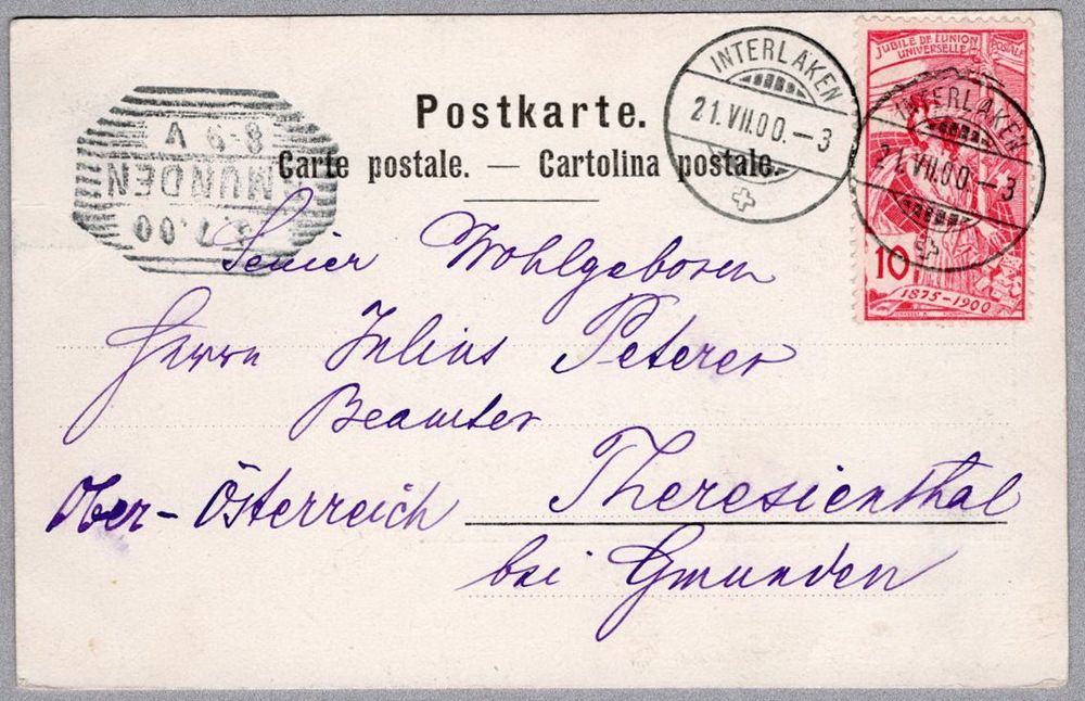 UPU 1900, Karte alte Ansicht von Interlaken mit 78B | Kaufen auf Ricardo