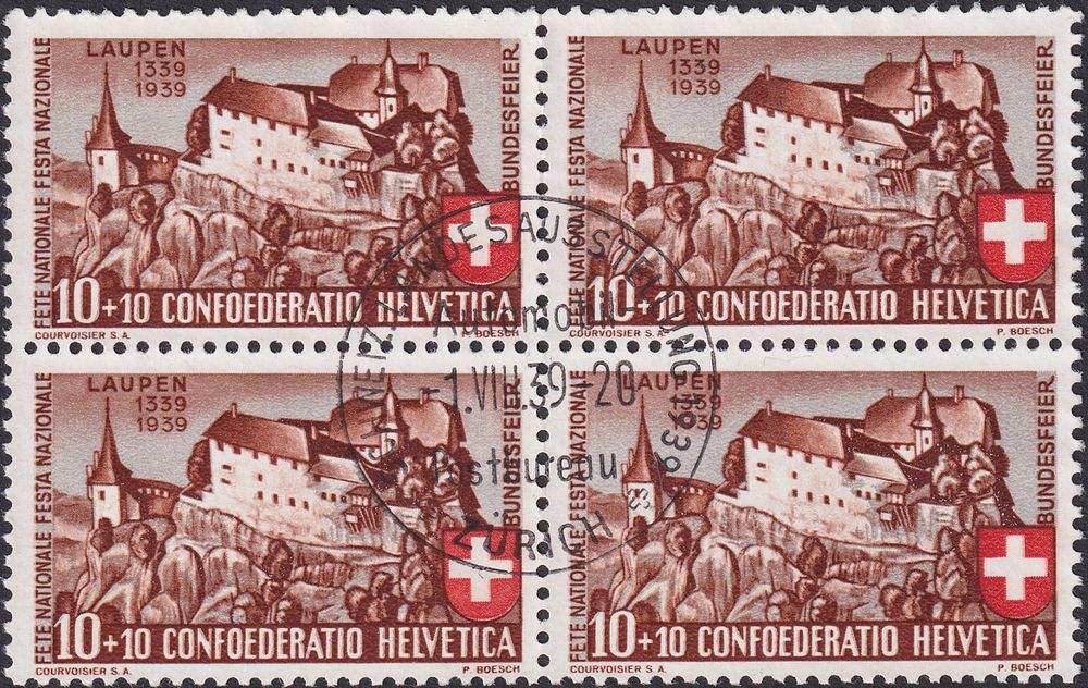 1939, Pro Patria: B2: Viererblock mit Stempel LANDI:1.AUG.39 (Gebraucht) in Sursee für CHF 8 ...