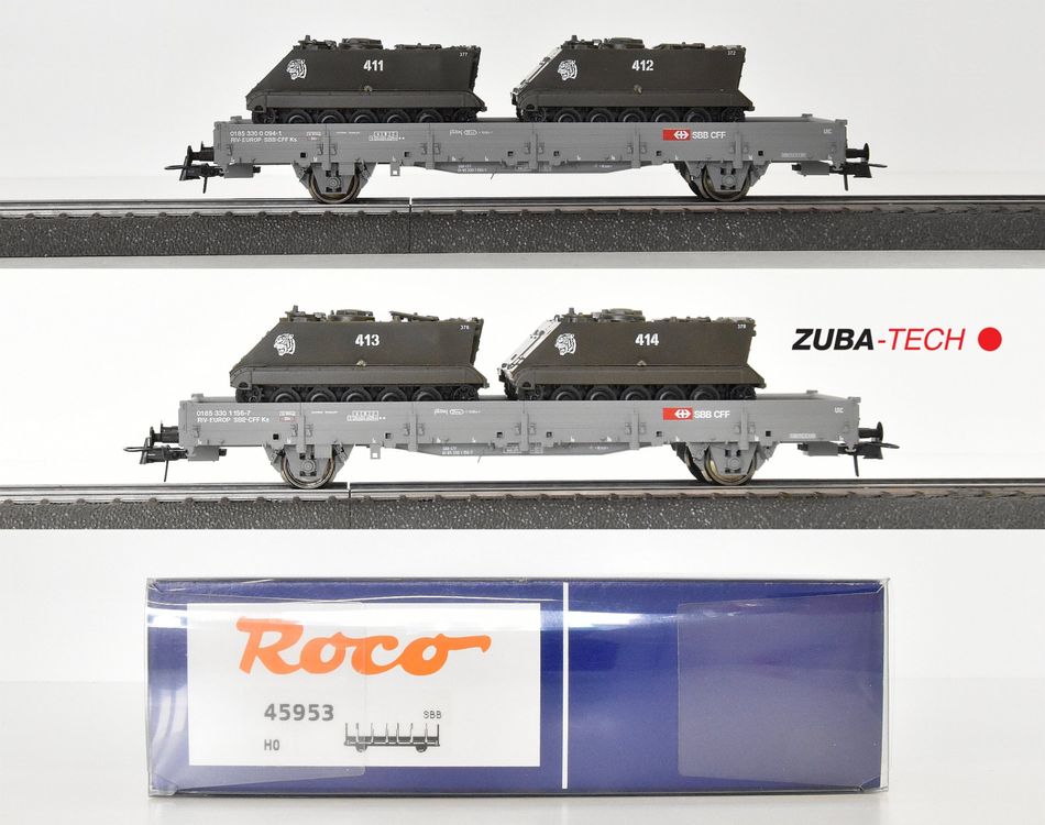 Roco 45953 Niederbordwagen-Set mit Beladung SBB, H0 GS OVP | Kaufen auf Ricardo
