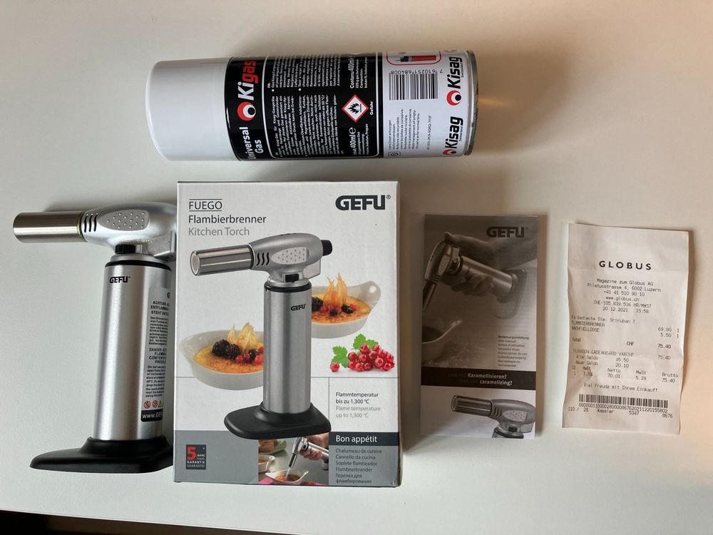 Flambierbrenner von FUEGO inkl. Kisag Gas Nachfülldose | Kaufen auf Ricardo