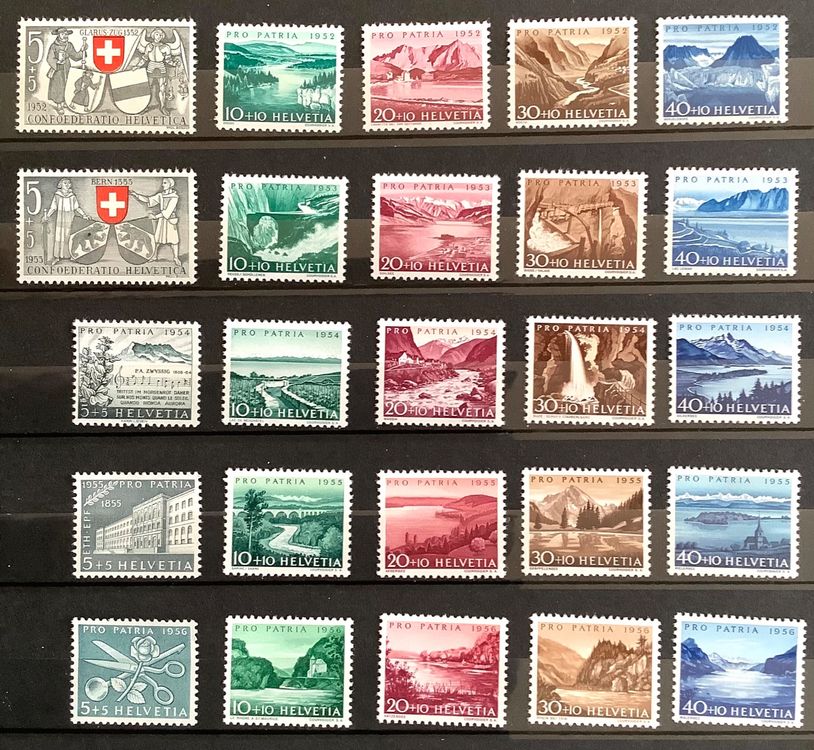 1952-56 / Pro Patria - Seen und Wasserläufe Komplett ** (Neu (gemäss Beschreibung)) in Liestal ...