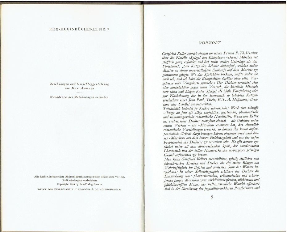 Gottfried Keller Spiegel das Kätzchen 1946 (Gebraucht) in Flims - Dorf für CHF 12.9 – mit ...