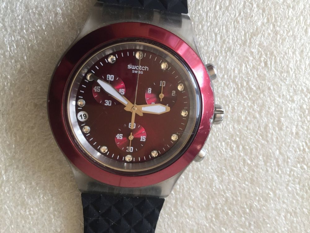 Montre SWATCH Irony Diaphane Burgundy Bordeaux Genève Geneva (Gebraucht ...