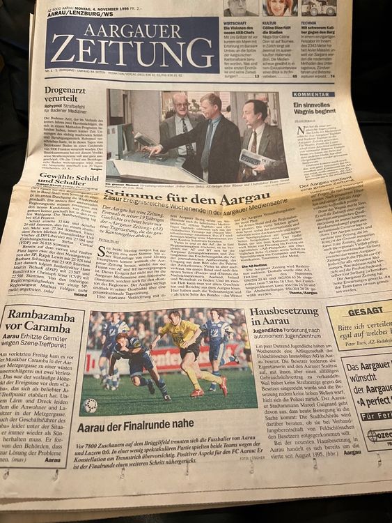 1.Ausgabe Aargauer Zeitung/4.Nov.1996 (Gebraucht) in hunzenschwil für ...