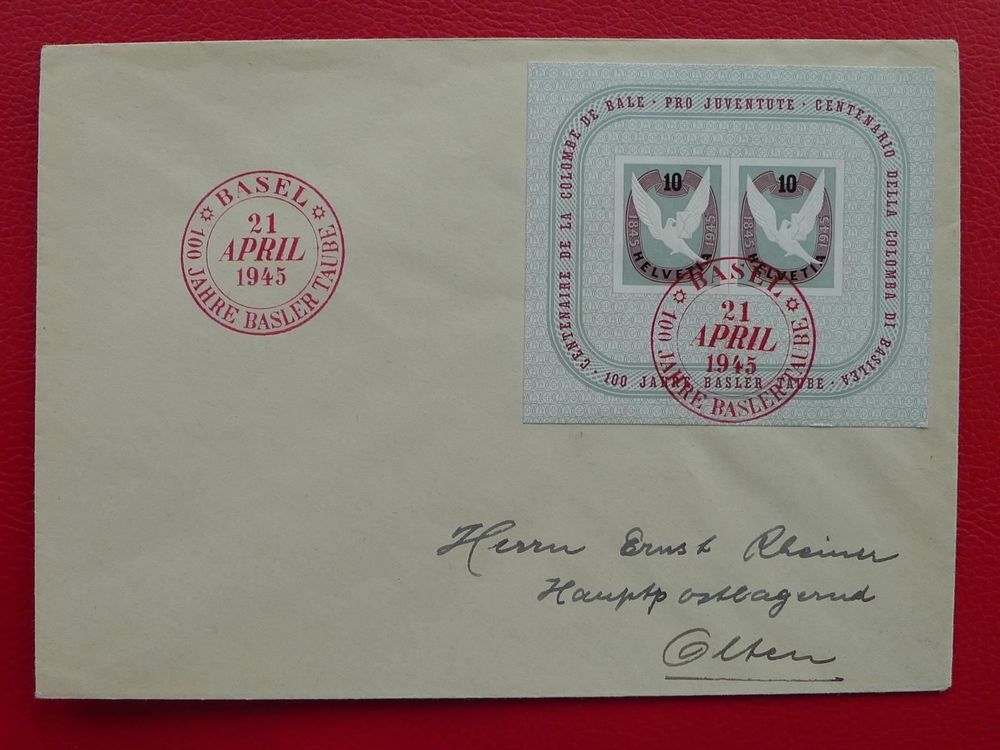 1948: W23 auf Baslertaube-Block-Brief, Kat: 150.- (Gebraucht) in Sursee für CHF 10 – mit ...