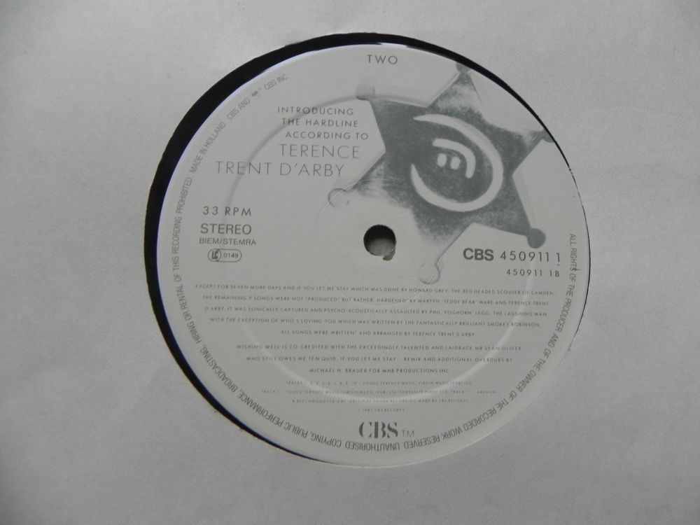 LP USA R & B Sänger Terence Trent D`Arby 1987 Debut Album (Gebraucht ...