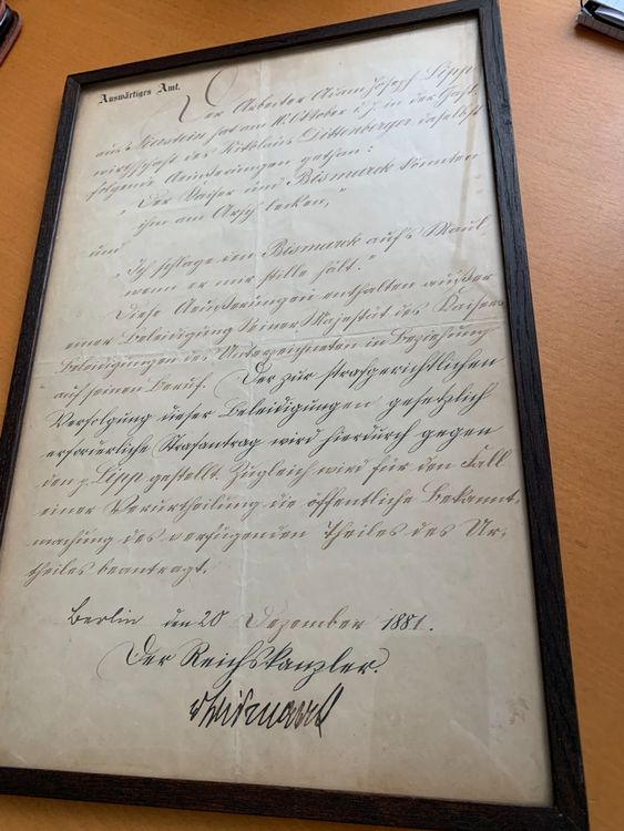 Otto Fürst von Bismarck, Autogramm, Brief (Gebraucht) in Fehraltorf für ...