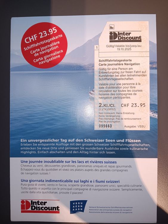 Tageskarte Interdiscount Schifffahrt (Neu (gemäss Beschreibung)) in ...