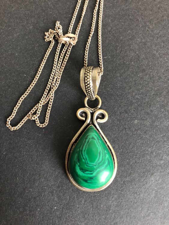 Silber Kette mit Malachit Anhänger 925 | Kaufen auf Ricardo
